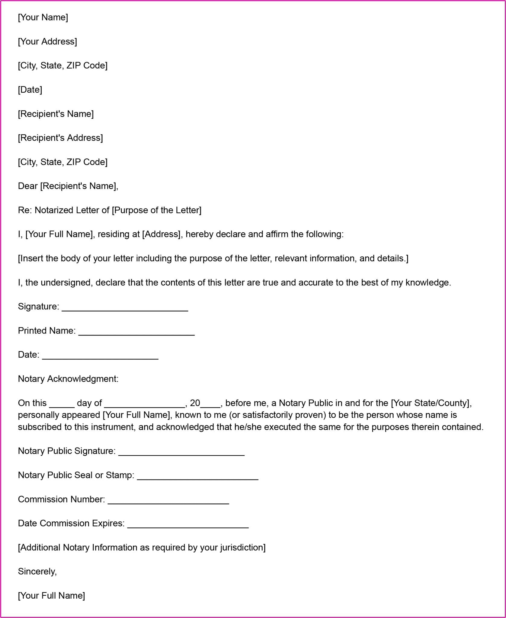 How to Write a Notarized Letter: Step-by-Step Guide with Examples